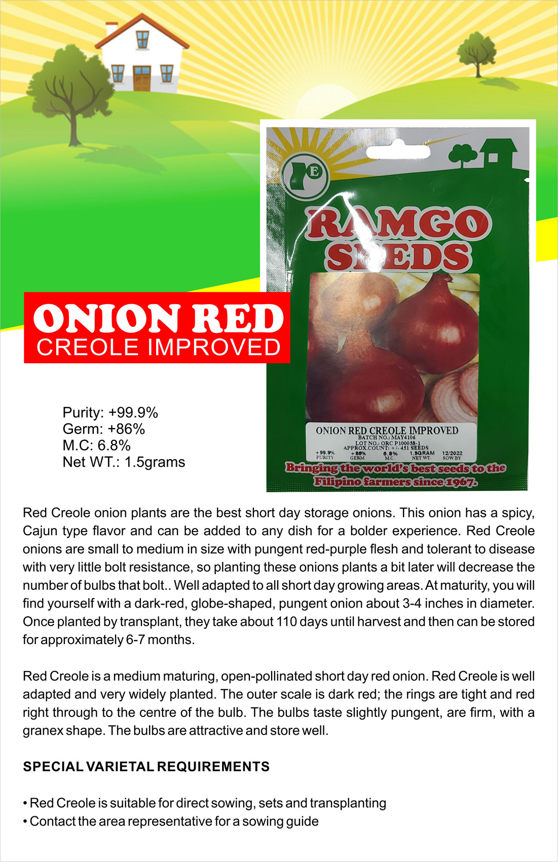 Onion Red Creole Improved 1.5g – Cat's Eye King International Inc. – No ...
